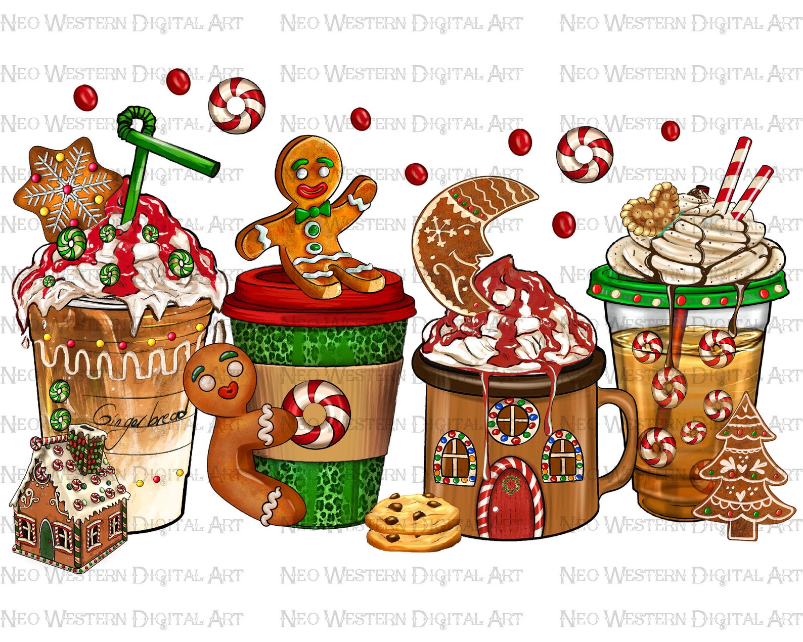 Gingerbread Coffee Drinks Png Sublimation Design - Etsy
