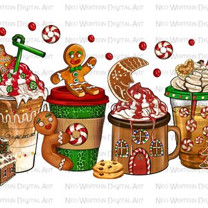 Gingerbread Coffee Drinks Png Sublimation Design Download,christmas ...