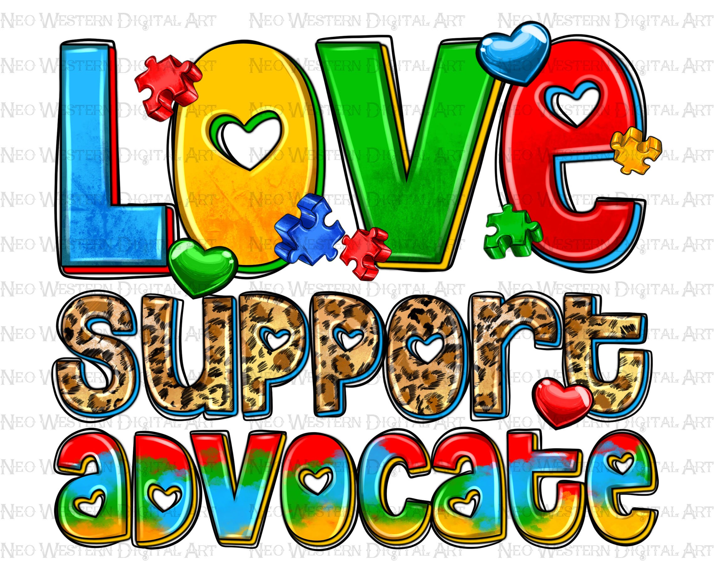 Love Support Advocate Png Sublimation Design Download, Autism Awareness ...