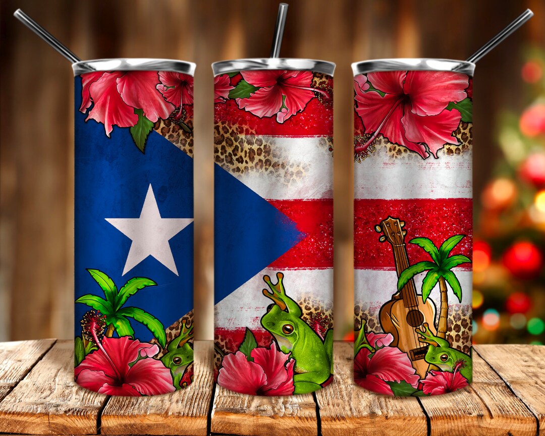 Puerto Rico Leopard 20oz Tumbler Png Sublimation Design Download,puerto ...