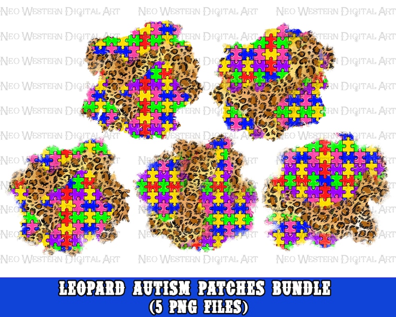 Leopard Autism Patches Png Sublimation Design Bundle Western - Etsy