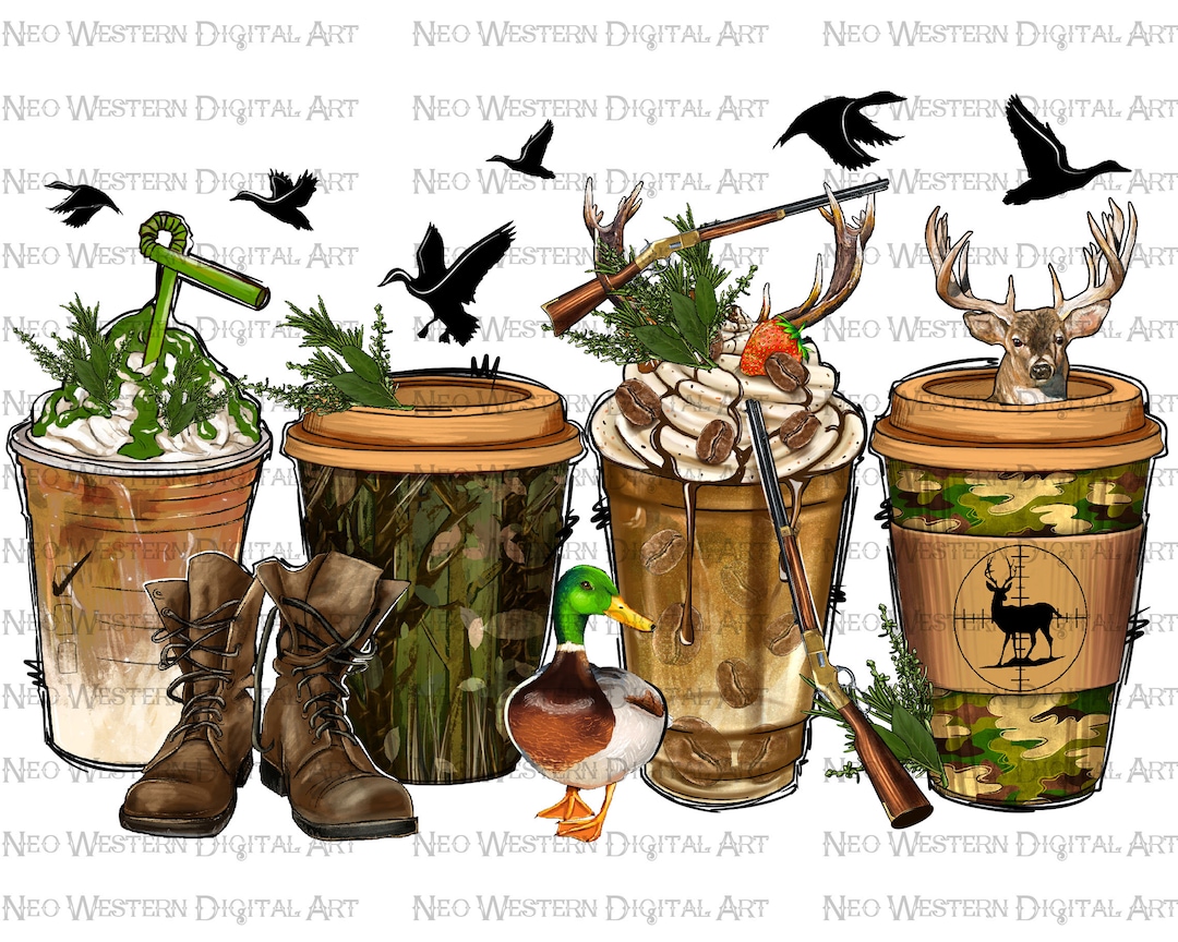 Hunter Coffee Drinks Png Sublimation Design Download,hunting Coffee Cup ...