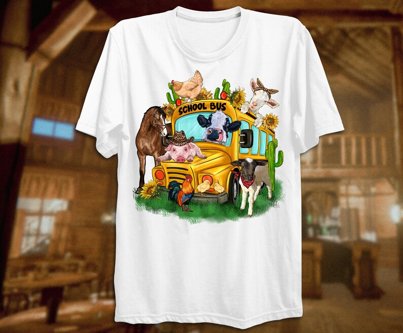 Farm Animal School Bus Png Sublimation Design Download, Back to School ...