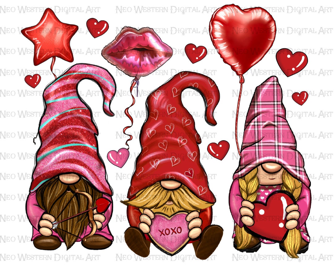 Valentine's Day Gnomies Png Sublimation Design Download, Valentine's ...