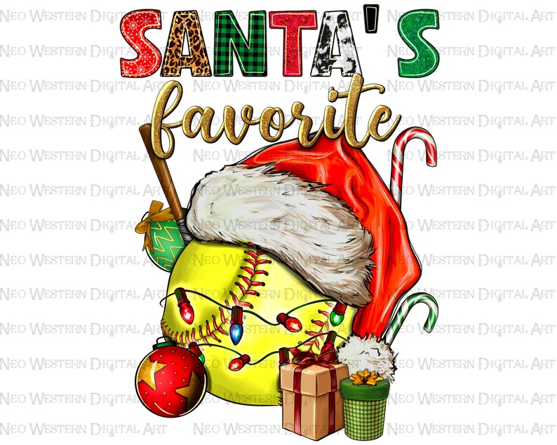 Santa's Favorite Softball Png Sublimation Design Download, Christmas ...