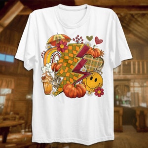 Fall Lightning Bolt Png Sublimation Design Download, Fall Pumpkin Png ...