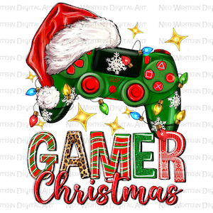 Gamer Christmas Game Controller Png Sublimation Design Download ...