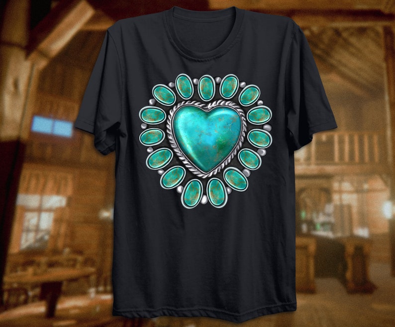Western Heart Turquoise Gemstone Png Sublimation Design Download ...
