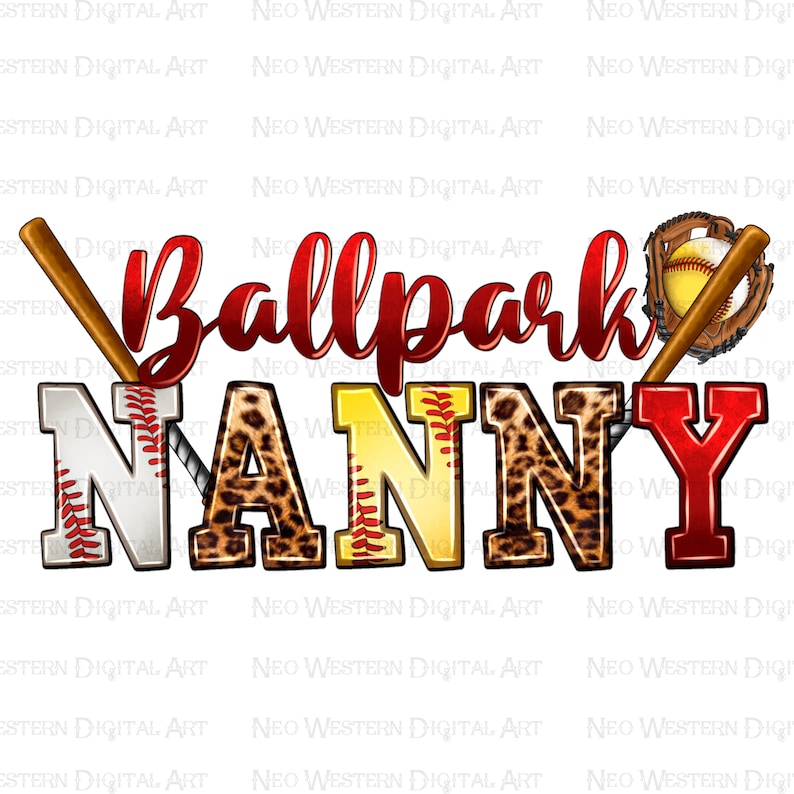 Ballpark Nanny Png Sublimation Design Download, Softball Png, Baseball ...