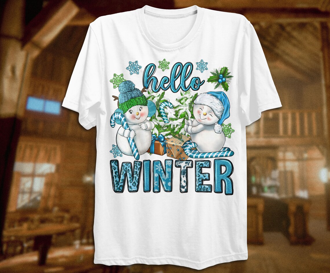 Hello Winter Sublimation Design Download, Cute Snowmen Png, Hello ...