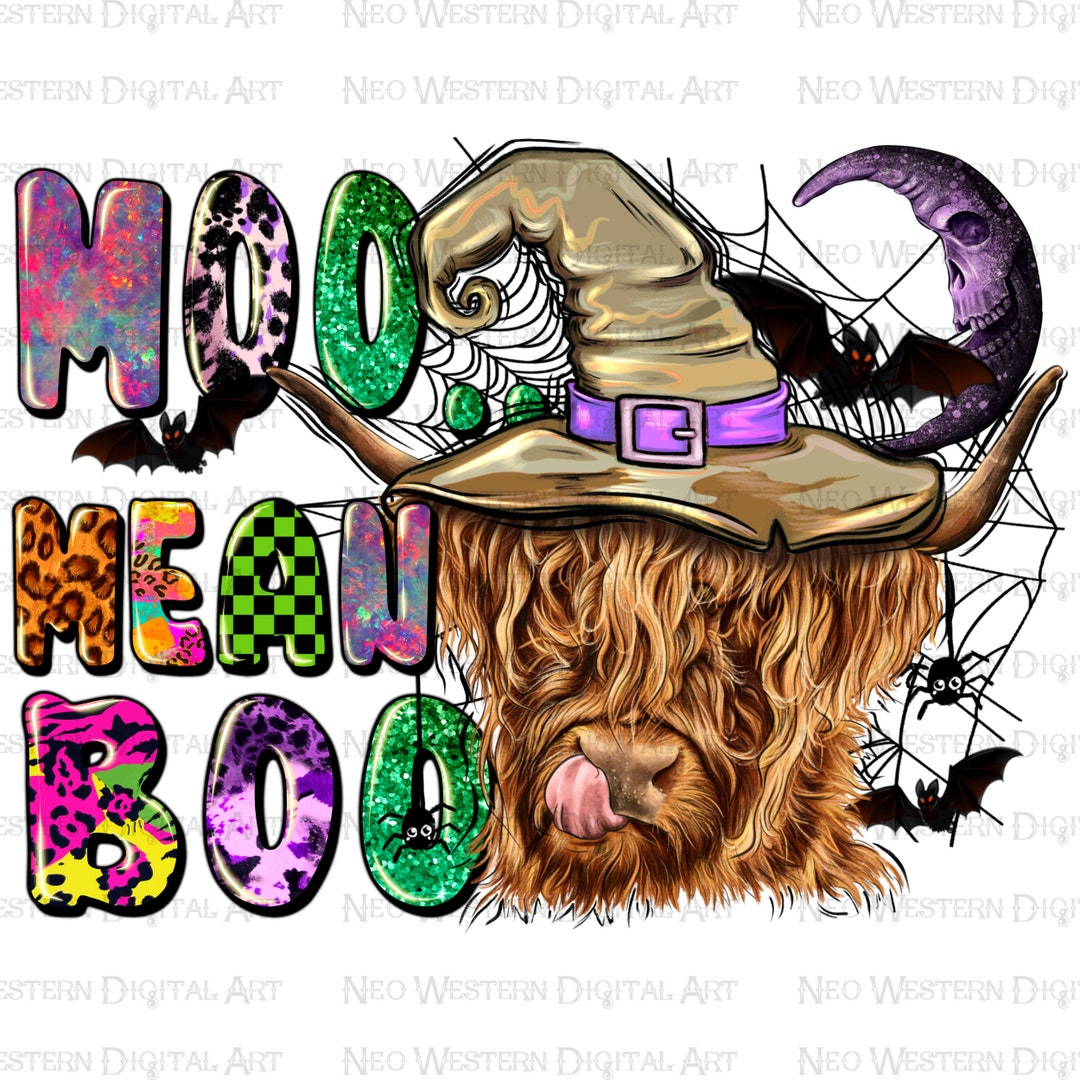 Moo Mean Boo Png Sublimation Design Download, Happy Halloween Png ...