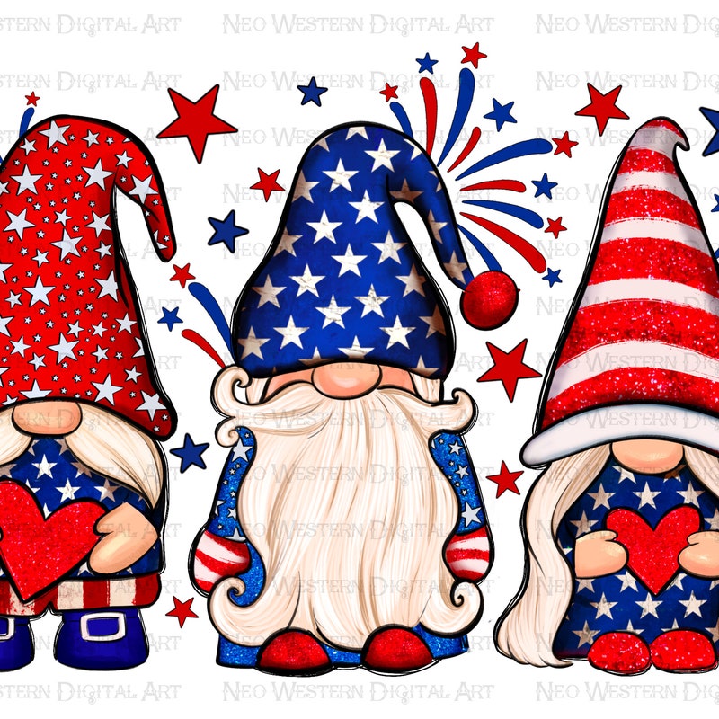 Gnome 4th of July Clipart - Etsy