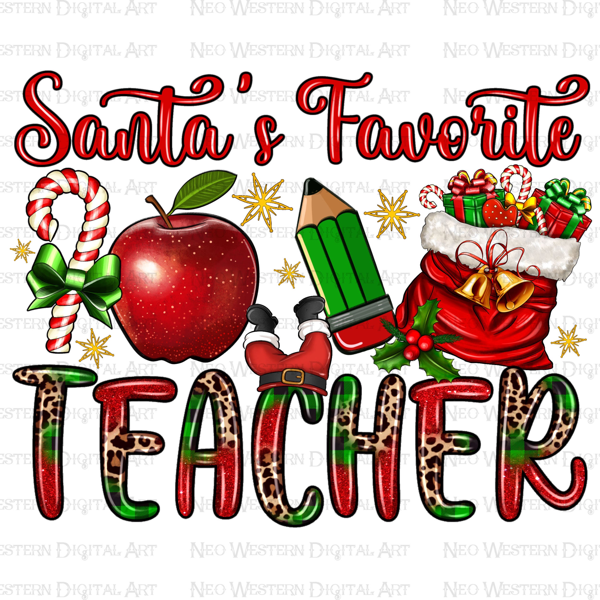 Santa's Favorite Teacher Png Sublimation Design Download, Merry ...