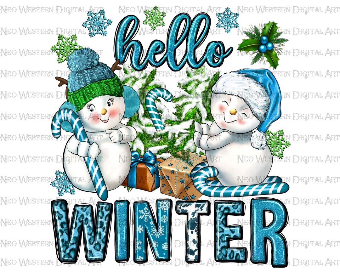 Hello Winter Sublimation Design Download, Cute Snowmen Png, Hello ...