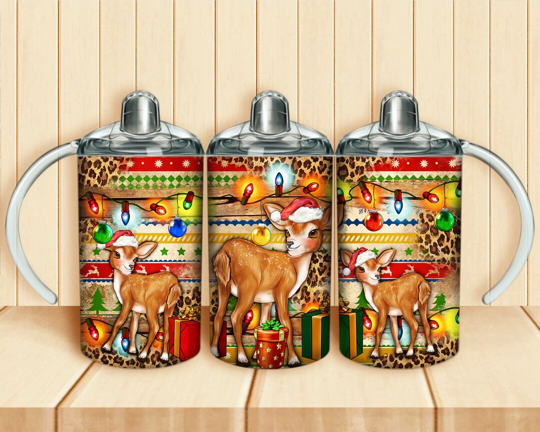 Deer Christmas Sippy Cup Png Sublimation Design Download, Animal Sippy ...