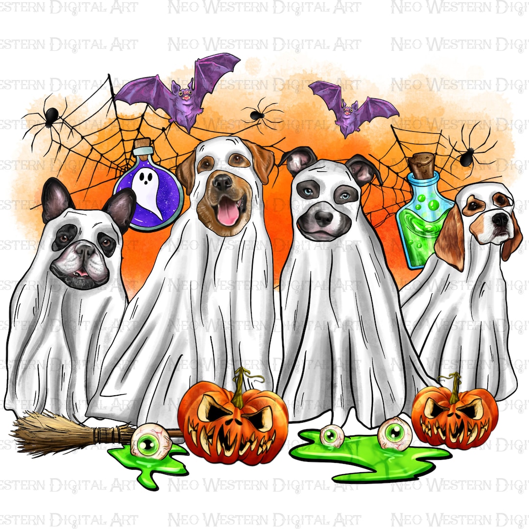Ghost Dogs Halloween Png Sublimation Design Download, Happy Halloween ...
