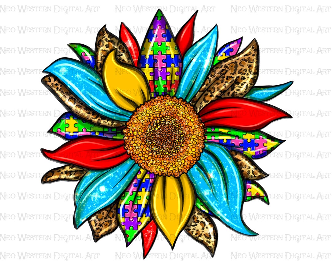 Autism Sunflower Png Sublimation Design Download, Autism Awareness Png ...