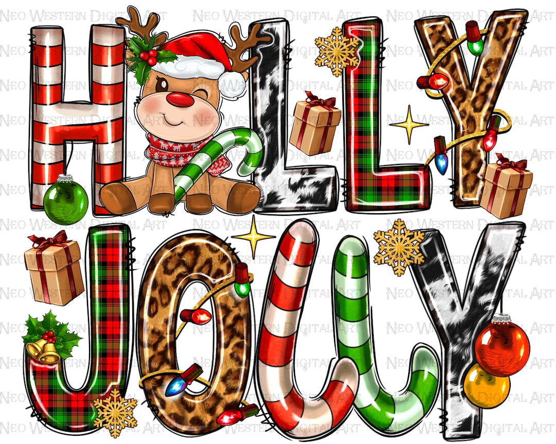 Holly Jolly Png Sublimation Design Download, Christmas Png, Holly Jolly ...