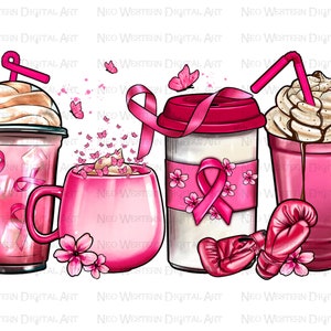 Cancer Awareness Coffee Cups Png Sublimation Design Download, Breast ...