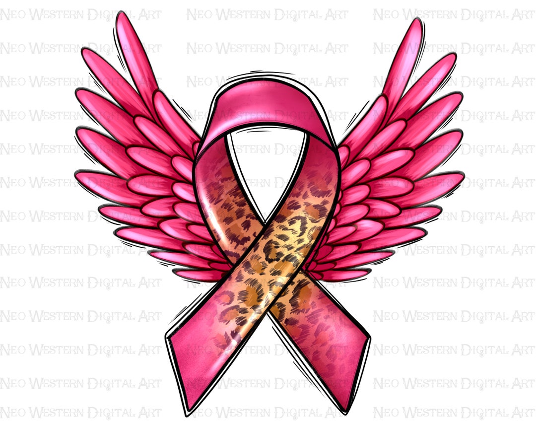 Cancer Ribbon Angel Wings Png Sublimation Design Download, Breast ...
