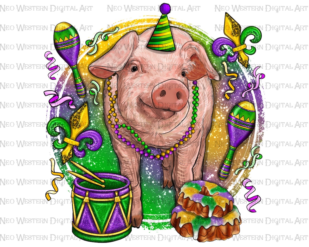 Mardi Gras Pig Png Sublimation Design Download, Happy Mardi Gras Png ...