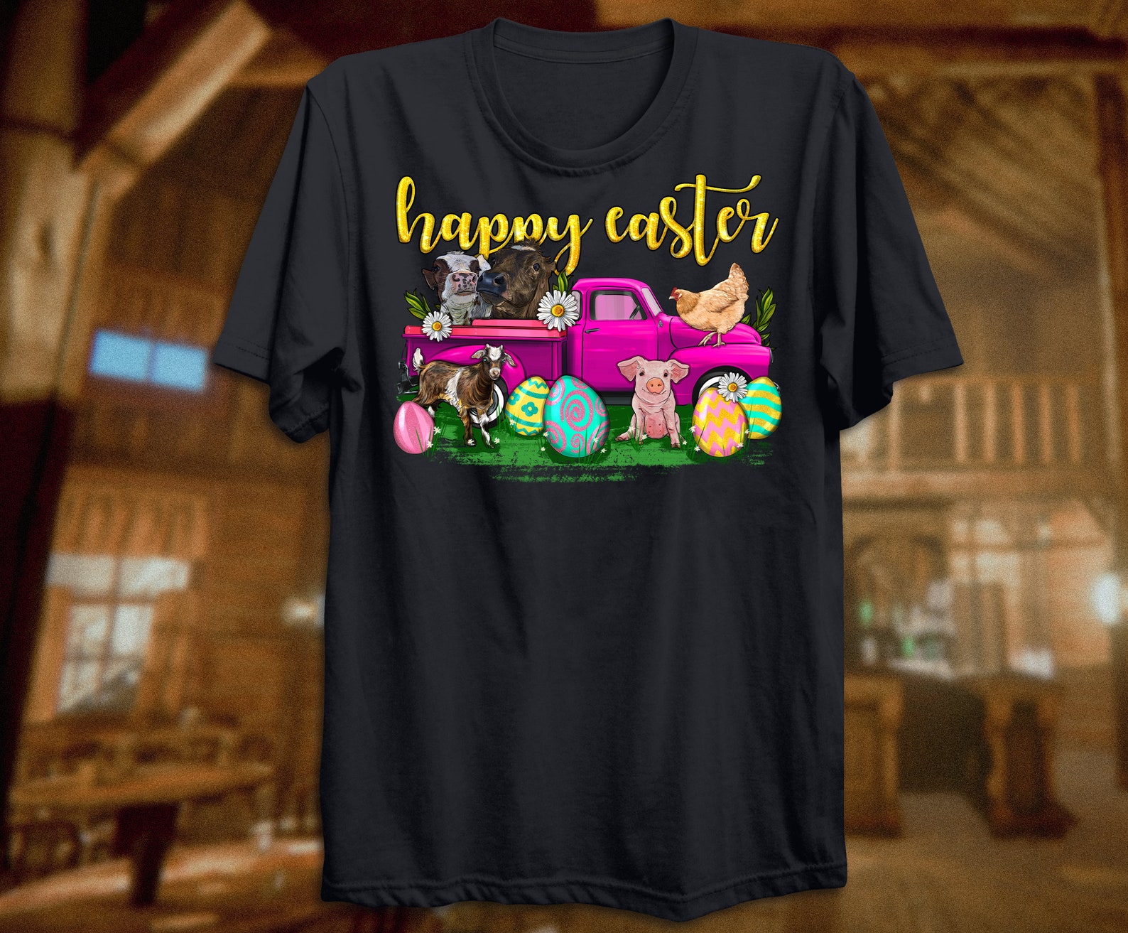 Happy Easter Truck With Farm Animals Png Sublimation Design Download ...