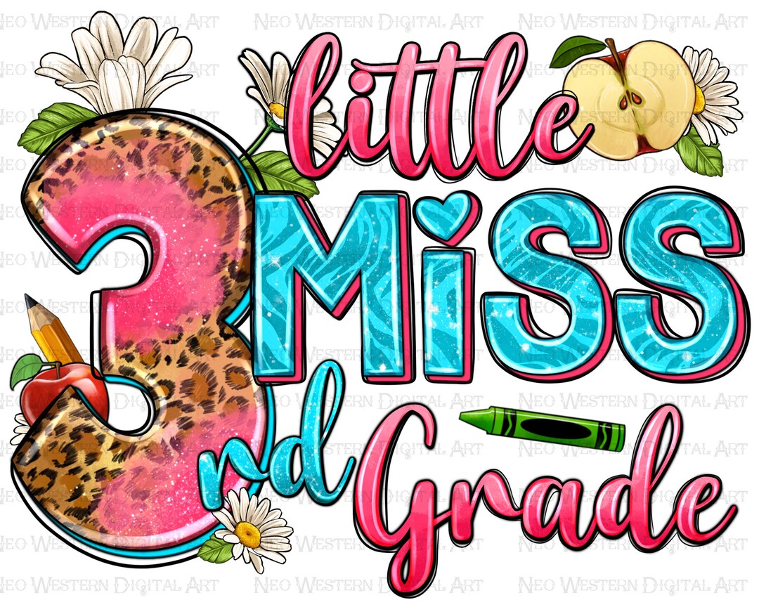 Little Miss 3rd Grade Png Sublimation Design Download, Back to School ...