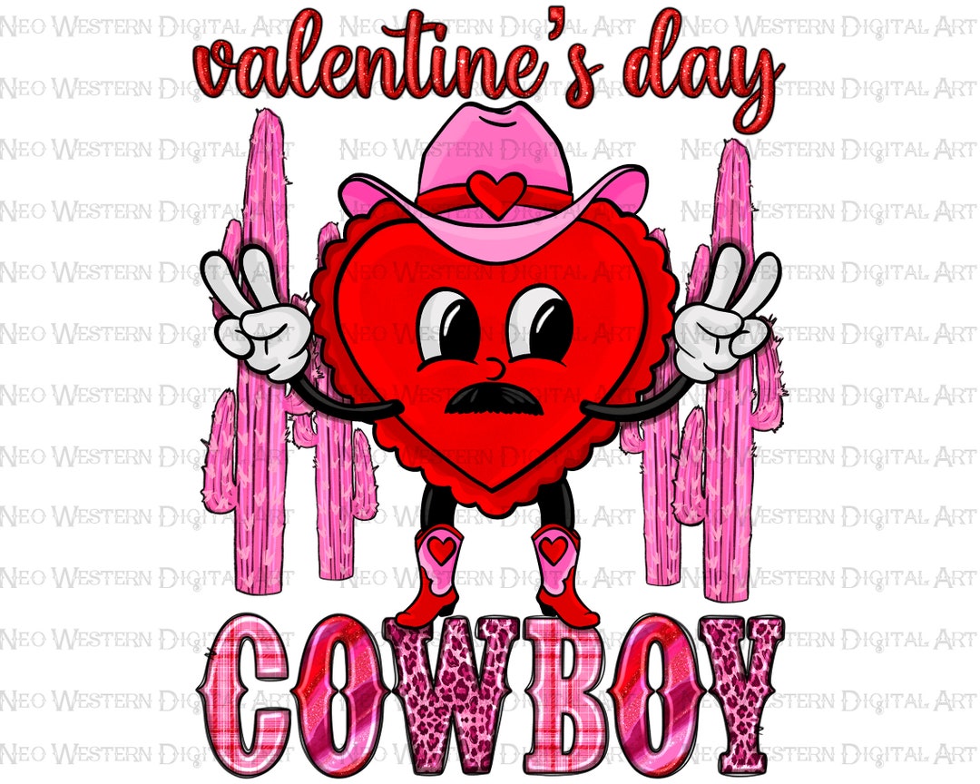 Valentine's Day Cowboy Png Sublimation Design Download, Valentine's Day ...