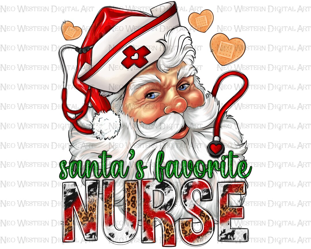 Santa's Favorite Nurse With Santa Png Sublimation Design Download ...