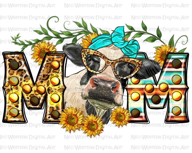 Mom With Cow Png Sublimation Design Download, Mother's Day Png, Western ...