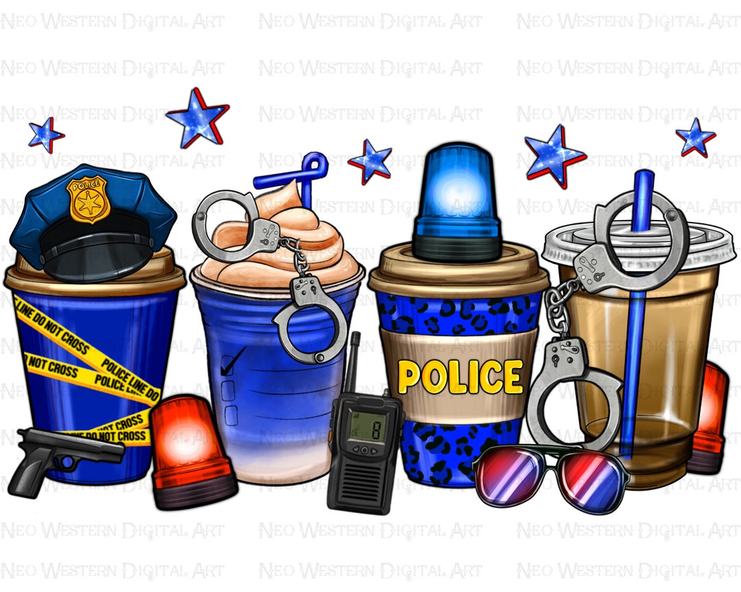 Police Coffee Cups Png Sublimation Design Download, Coffee Cups Png ...