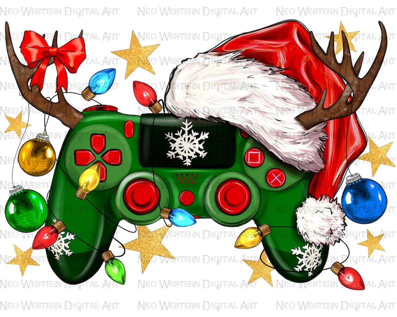 Christmas Game Controller Png Sublimation Design Download, Christmas ...