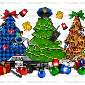 Police Christmas Trees Png Sublimation Design Download, Western ...