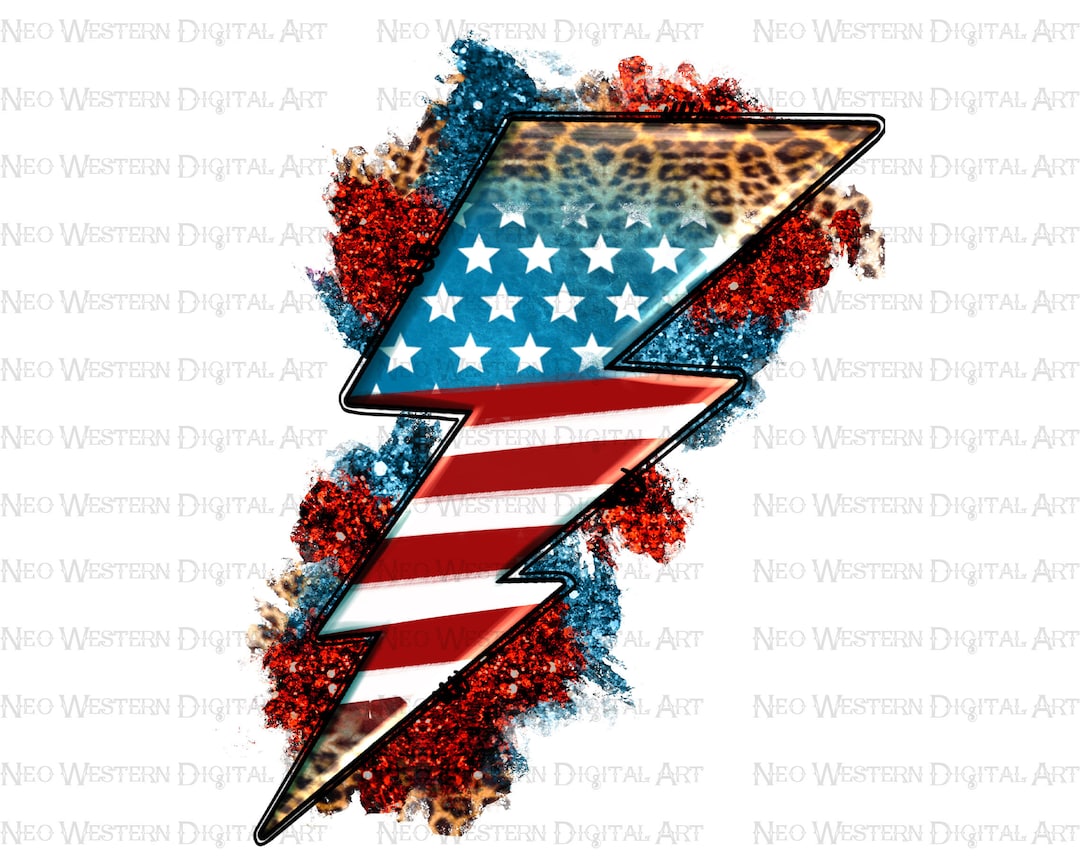 American Lightning Bolt Png Sublimation Design Download, 4th of July ...