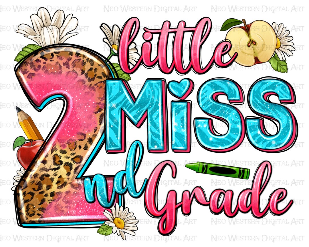 Little Miss 2nd Grade Png Sublimation Design Download, Back to School ...