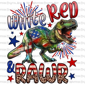 Red White and Rawr Png Sublimation Design Download, 4th of July Png ...