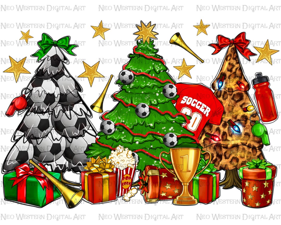 Soccer Christmas Tree Png Sublimation Design Download, Western ...