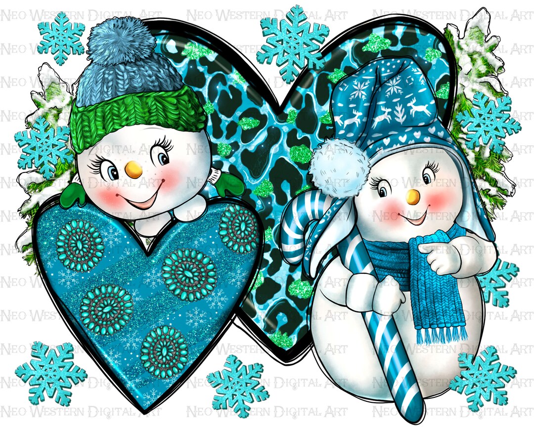 Winter Snowman Hearts Sublimation Design Download, Hello Winter Png ...