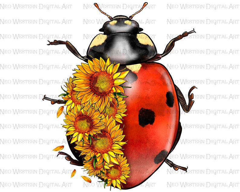 Ladybug Sunflower Png Sublimation Design Download Western - Etsy