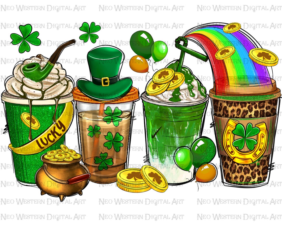 St. Patrick's Day Coffee Drinks Png Sublimation Design, St. Patrick's ...