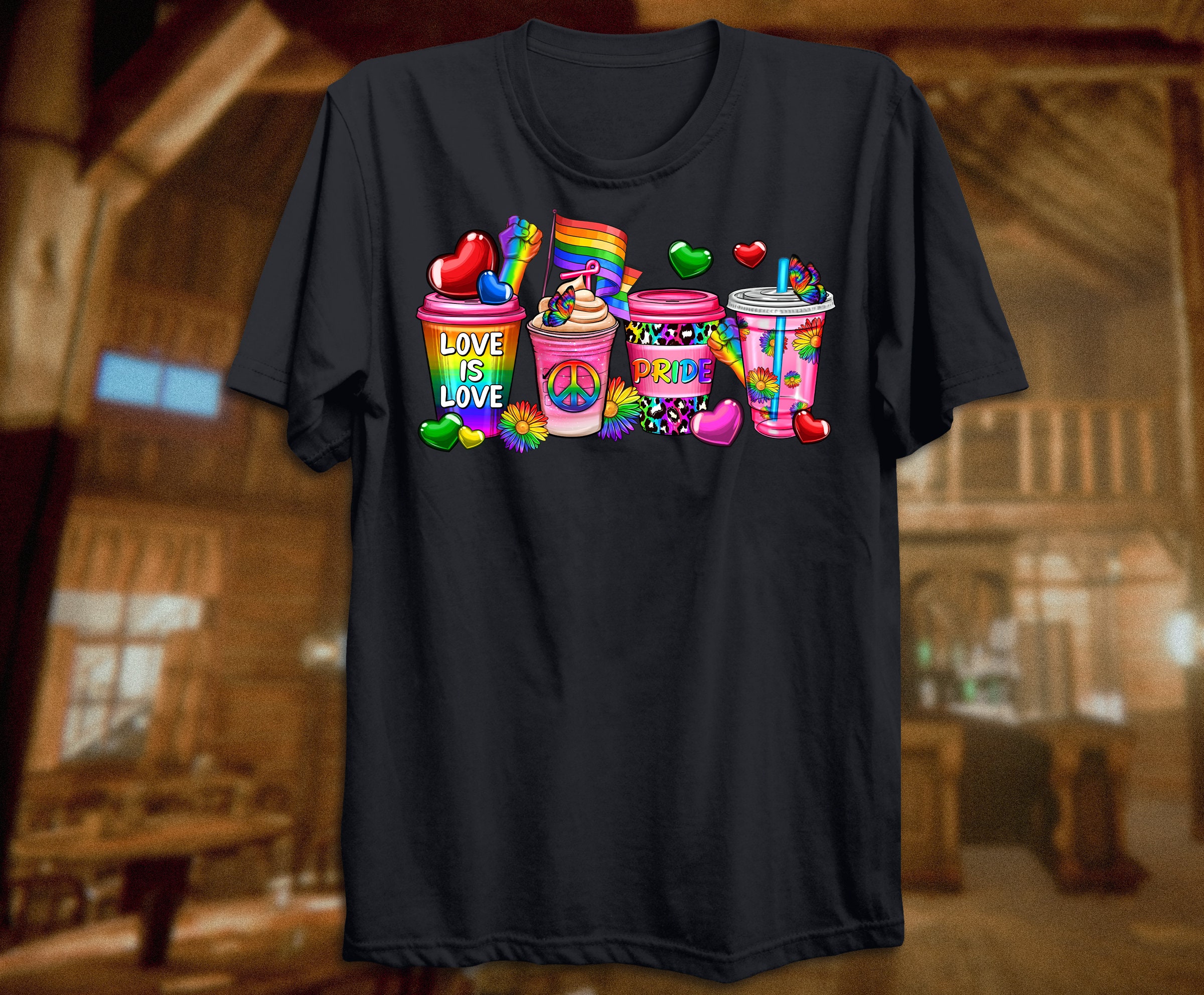 LGBTQ+ Pride Coffee Cups Png Sublimation Design Download, Western Coffee Cups Png Design, Love ...