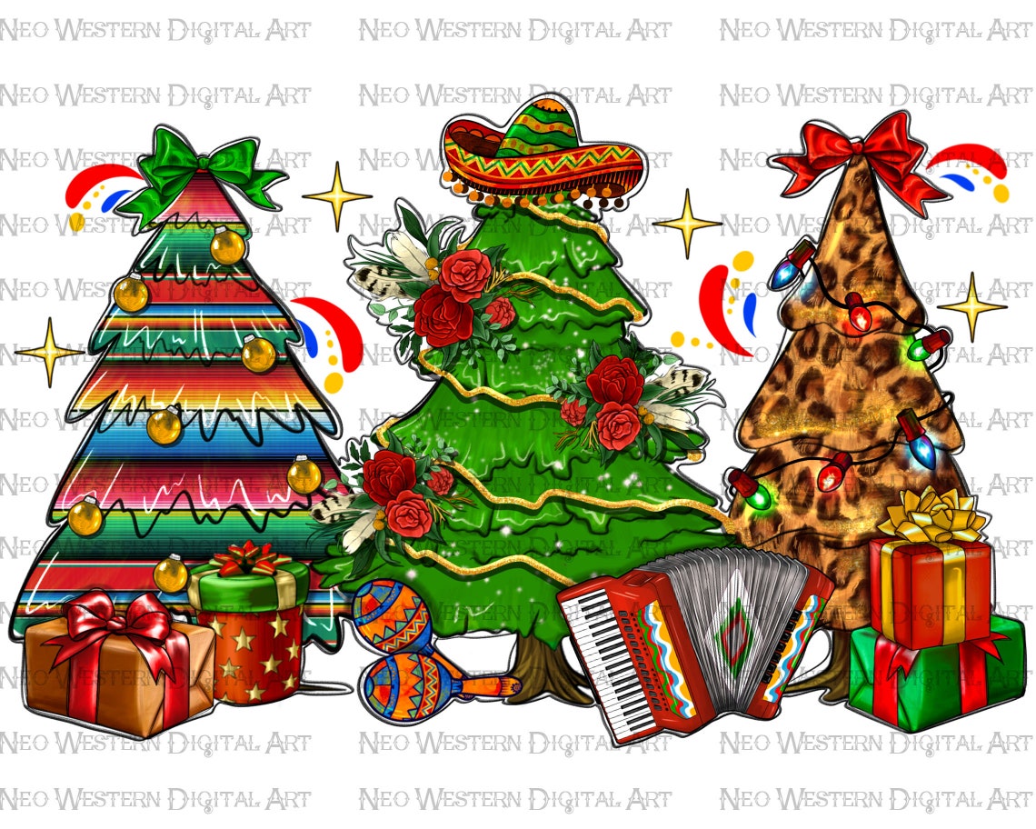 Mexican Christmas Trees Png Sublimation Design Download, Western ...