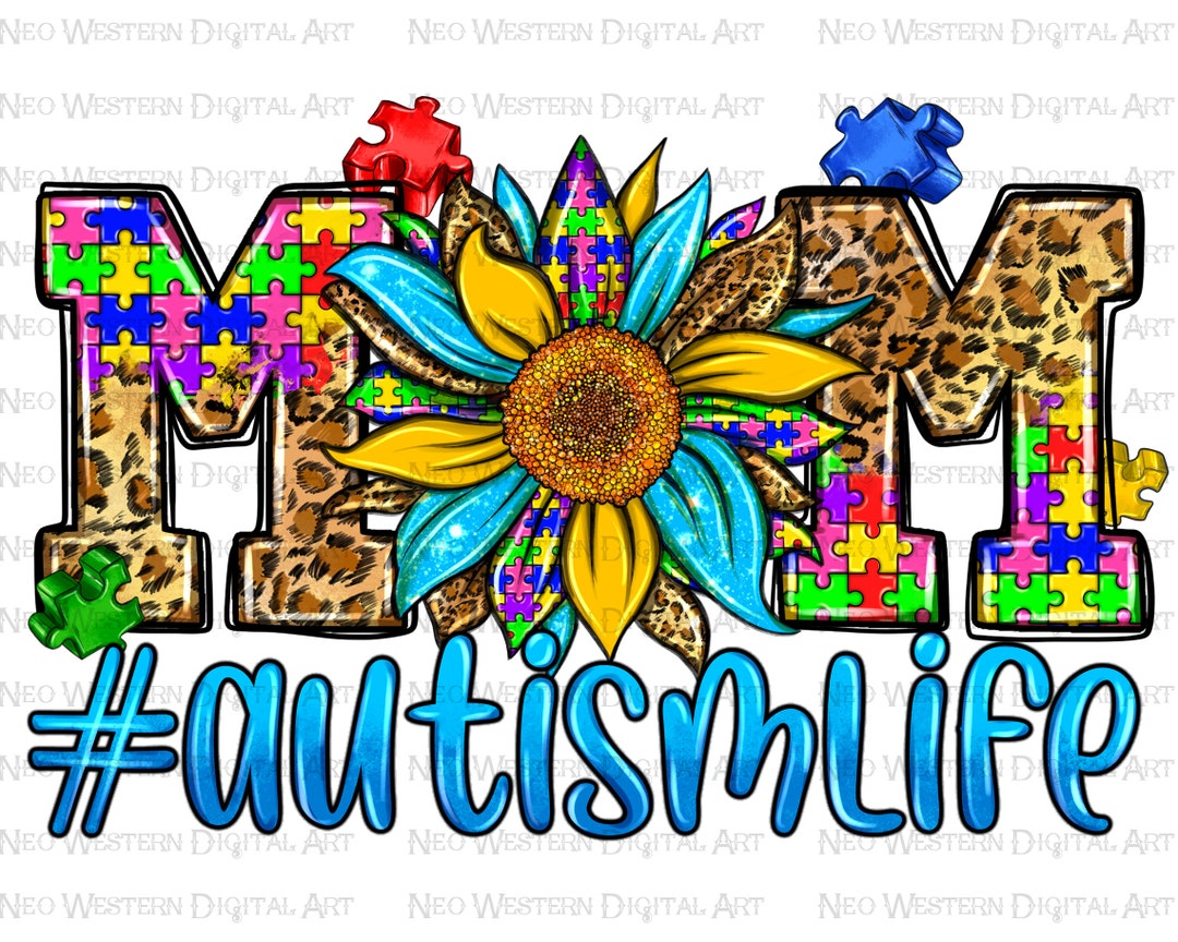 Autism Mom Png Sublimation Design Download, Autism Awareness Png ...