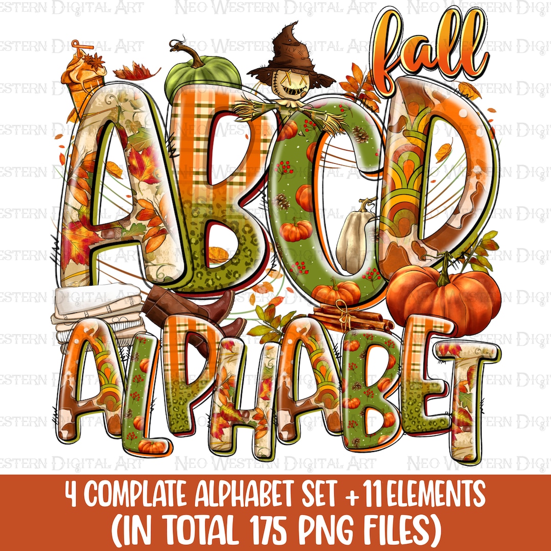 Fall Alphabet Bundle Png, Fall Png, Fall Doodle Letters Png, Western ...