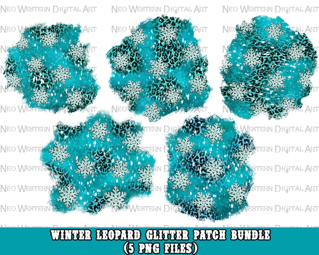Winter Leopard Glitter Patches Png Bundle Sublimation Design Download ...