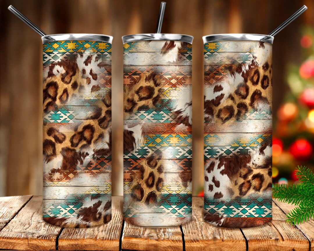 Leopard Cowhide Aztec Tumbler Png 20oz Tumbler Sublimation Design ...