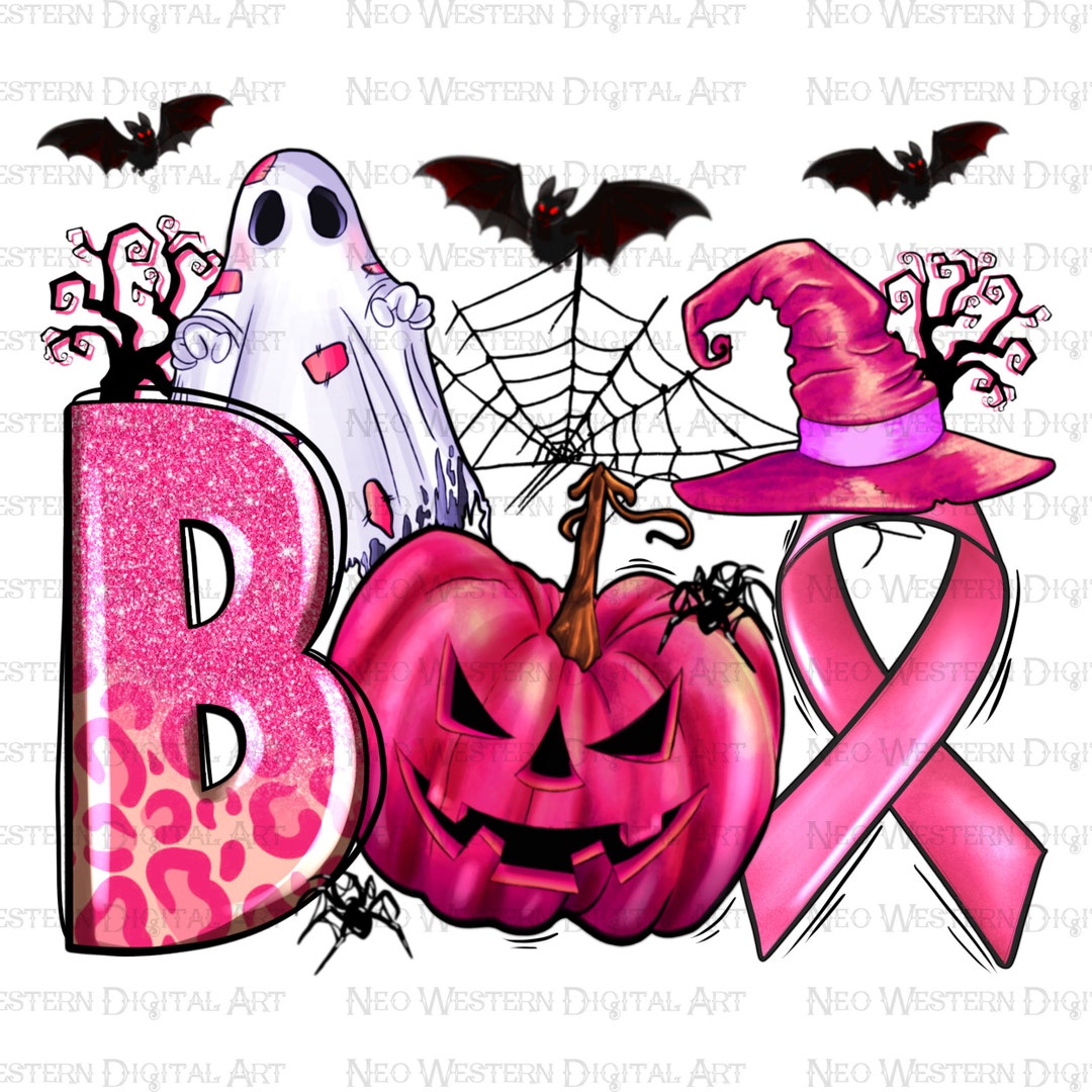 Boo Scare Away Breast Cancer Png Sublimation Design Download, Happy ...