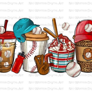 Baseball Coffee Drinks Png Sublimation Design, Baseball Coffee Drinks ...
