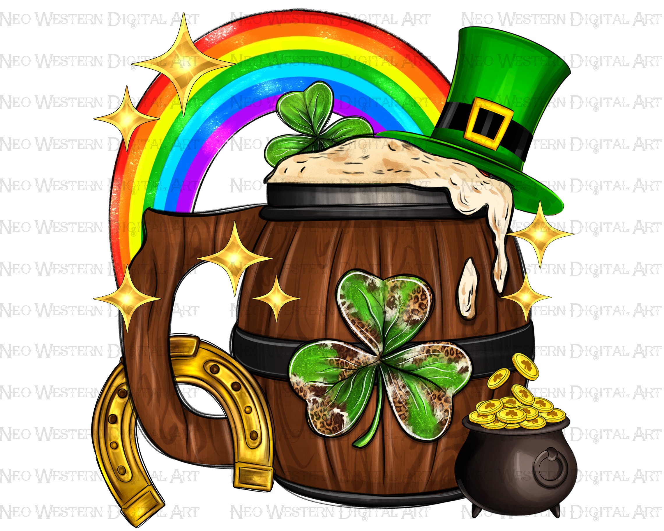 St. Patrick's Day Barrel Beer Png Sublimation Design Download, St ...