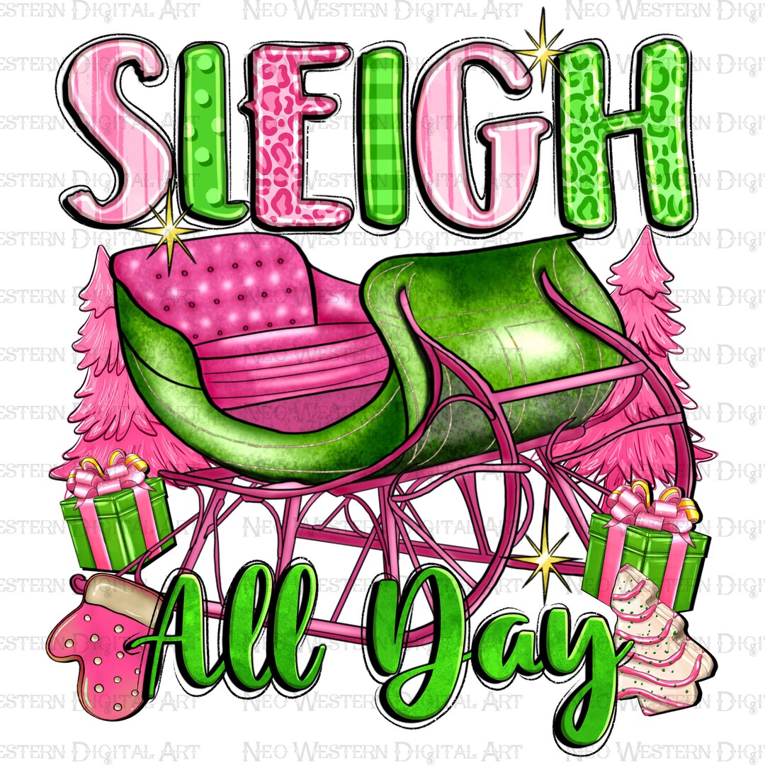 Sleigh All Day Png Sublimation Design Download, Santa's Sleigh Png ...